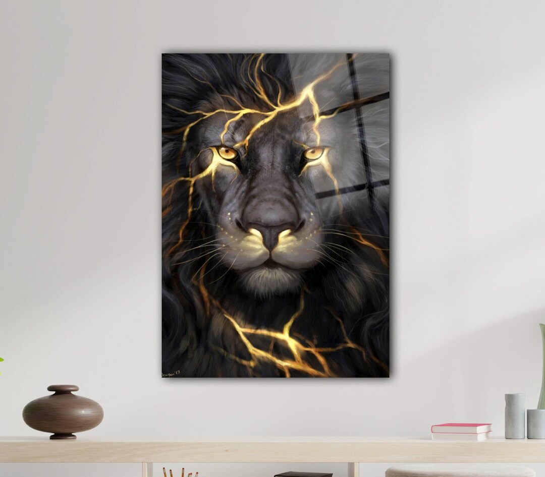 Lion Glass Printing,tempered Glass Wall Art,glass Wall Decor,animal ...