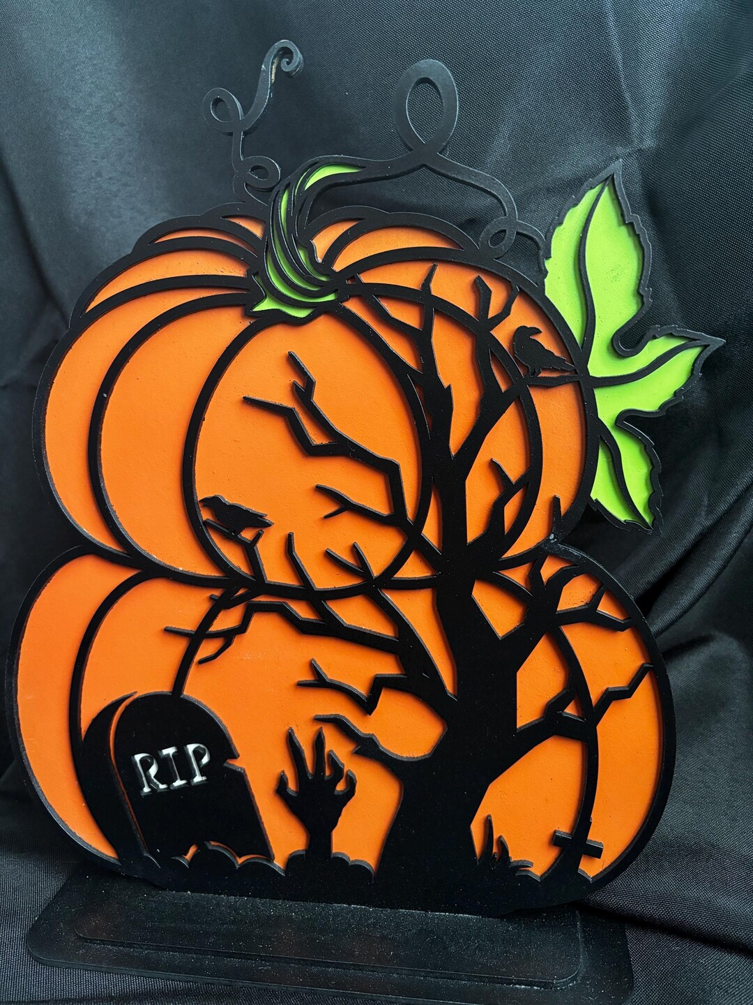 Pumpkin, 2 Tier, RIP Headstone, Crows, and Hand, for Halloween - Etsy