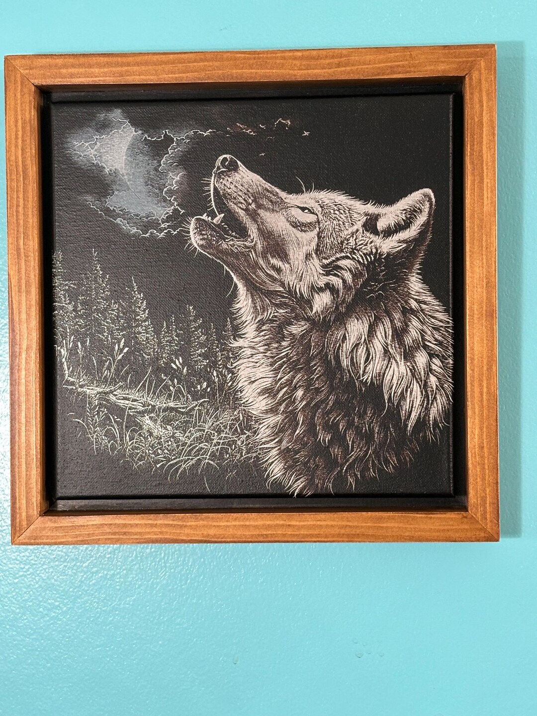 Wolf Engraved on Canvas - Etsy