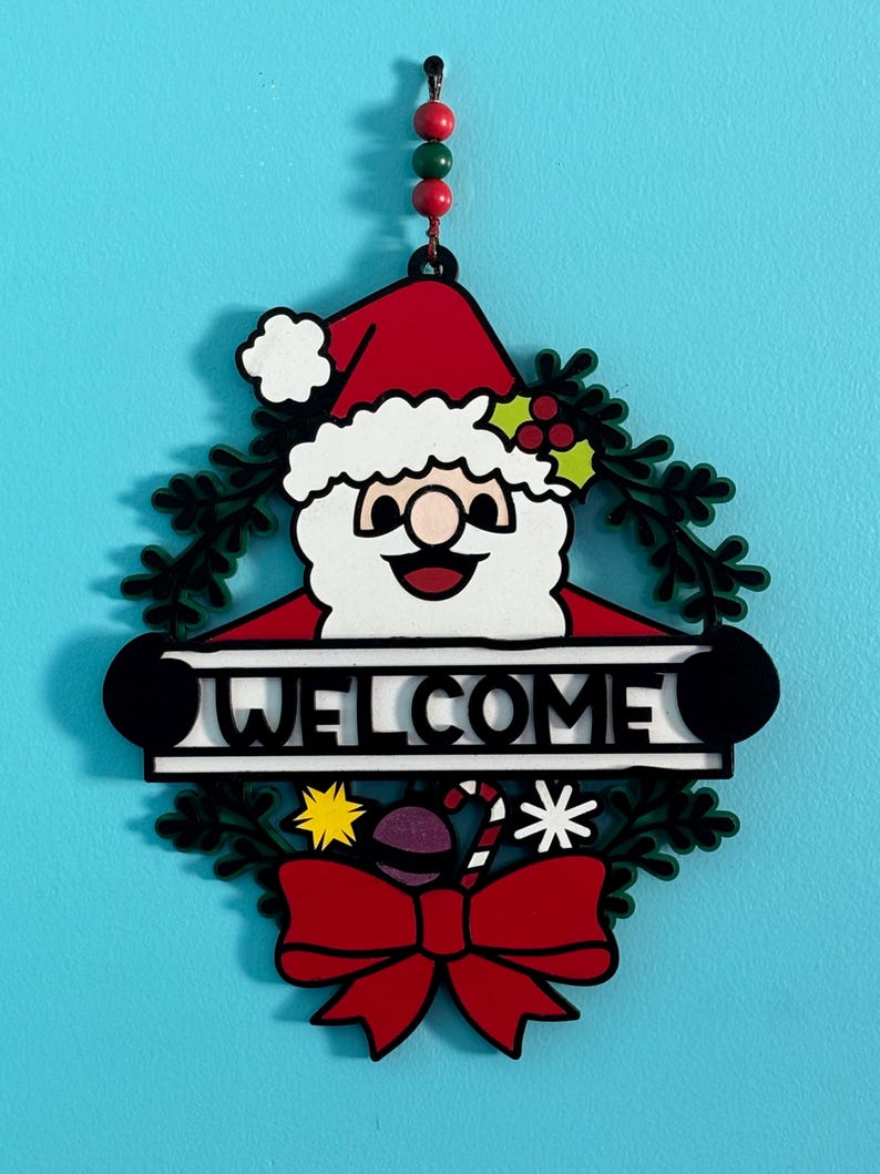 Santa Welcome Sign - Etsy