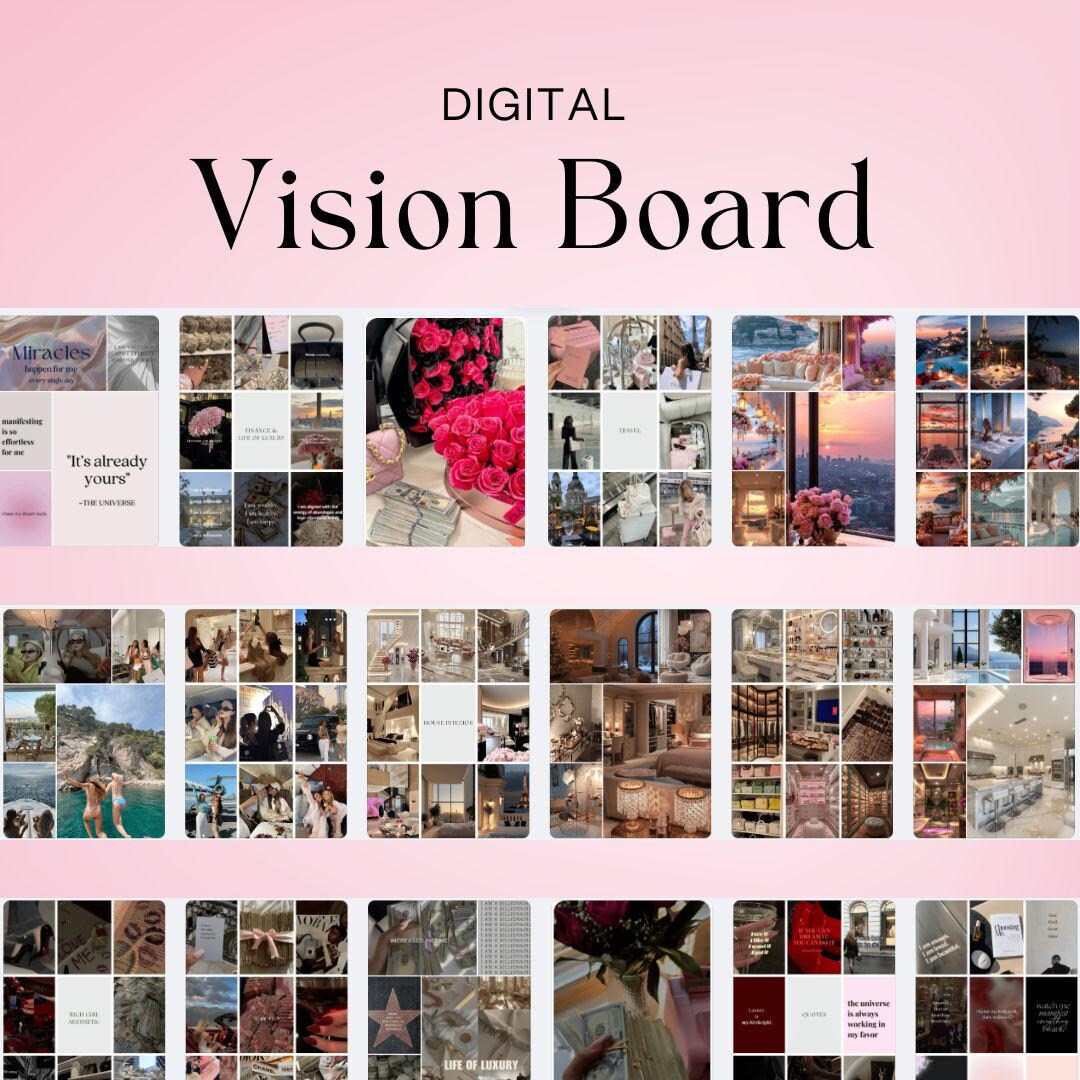 Manifest Riches & Fame | Digital Vision Board Template | Printable ...