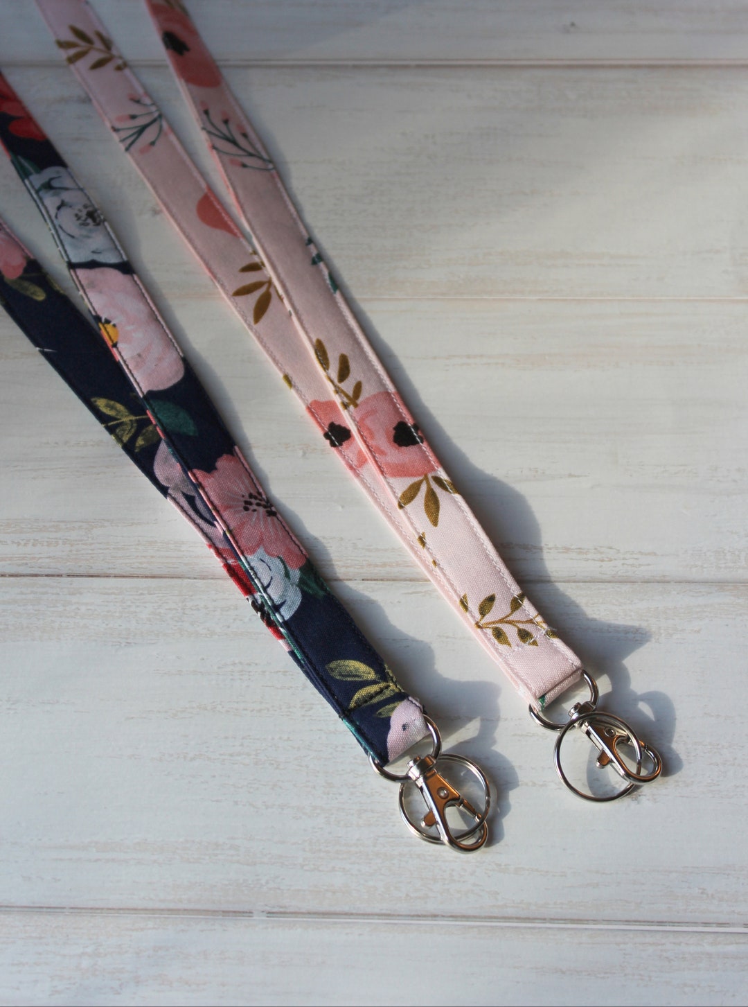 Blue Floral Lanyard, Peach Floral Lanyard, ID Badge Lanyard, Key ...