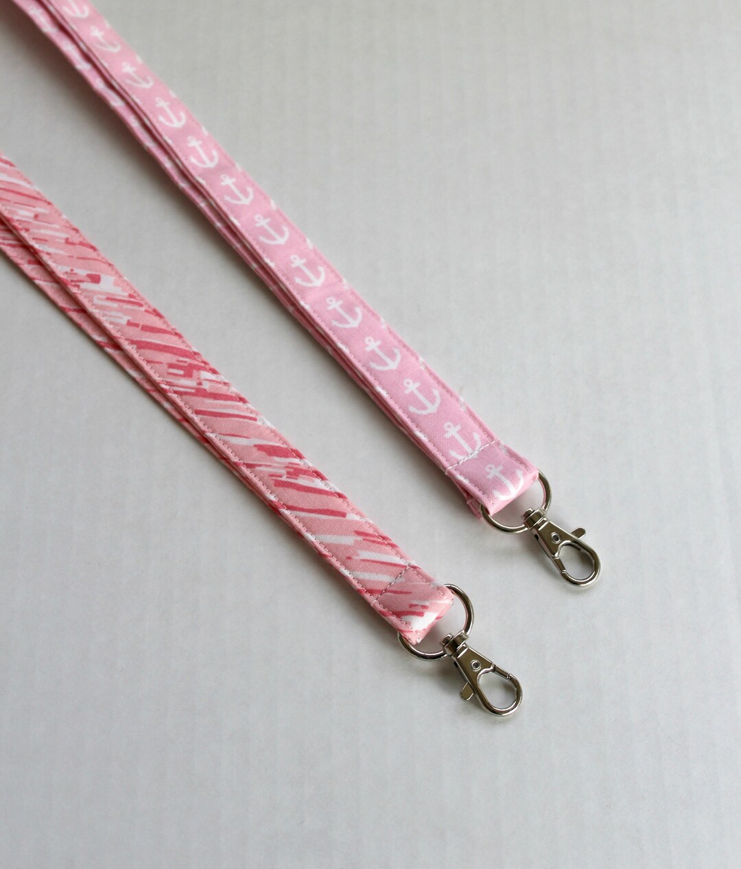 Pink White Lanyard Pink Anchor Lanyard Long Key Lanyard ID Strap ...