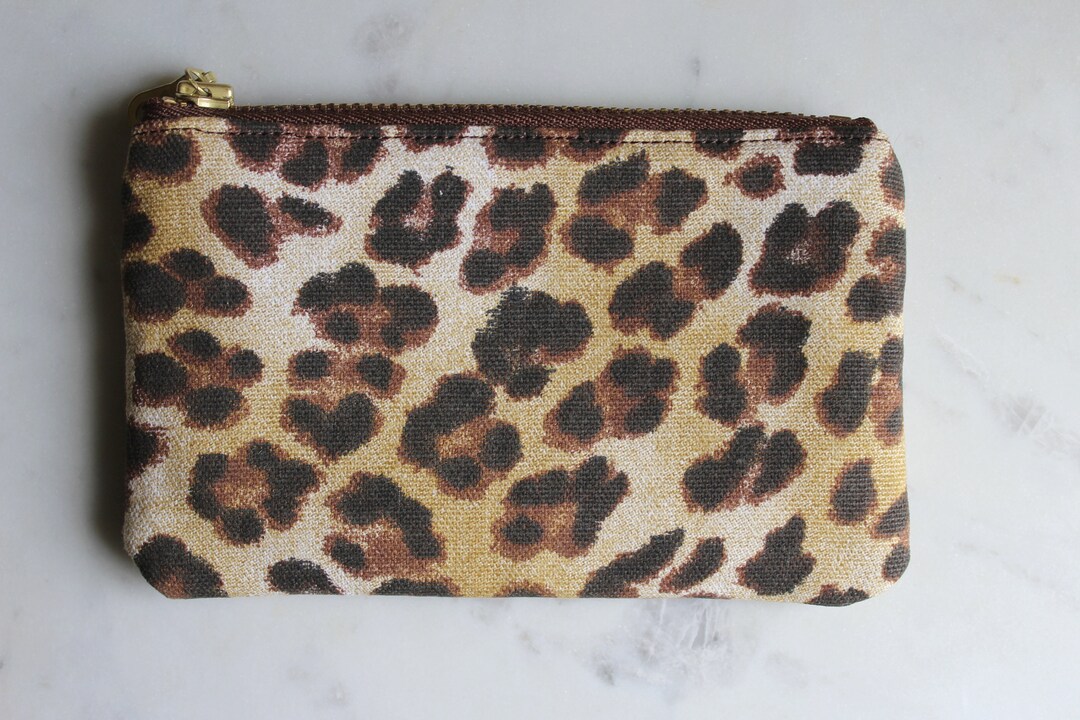 Leopard Print Zipper Pouch, Black and Brown Coin Purse, Money Pouch ...