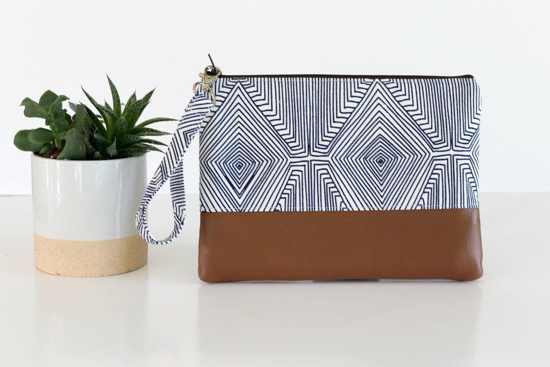 Blue Wristlet, Zipper Clutch, Zipper Pouch, Wristlet Wallet, Blue ...