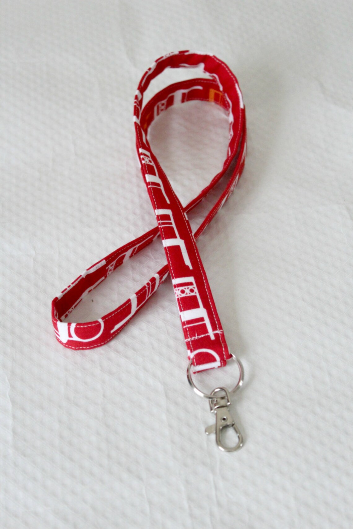 Red White Lanyard / Chair Lanyard / Key Lanyard / ID Badge - Etsy
