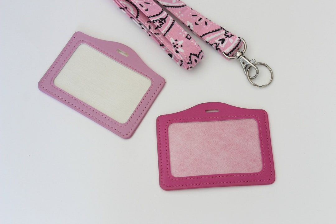 Pink Badge ID Holder / Vinyl Vertical Holder / Pink ID Badge / Vinyl ...