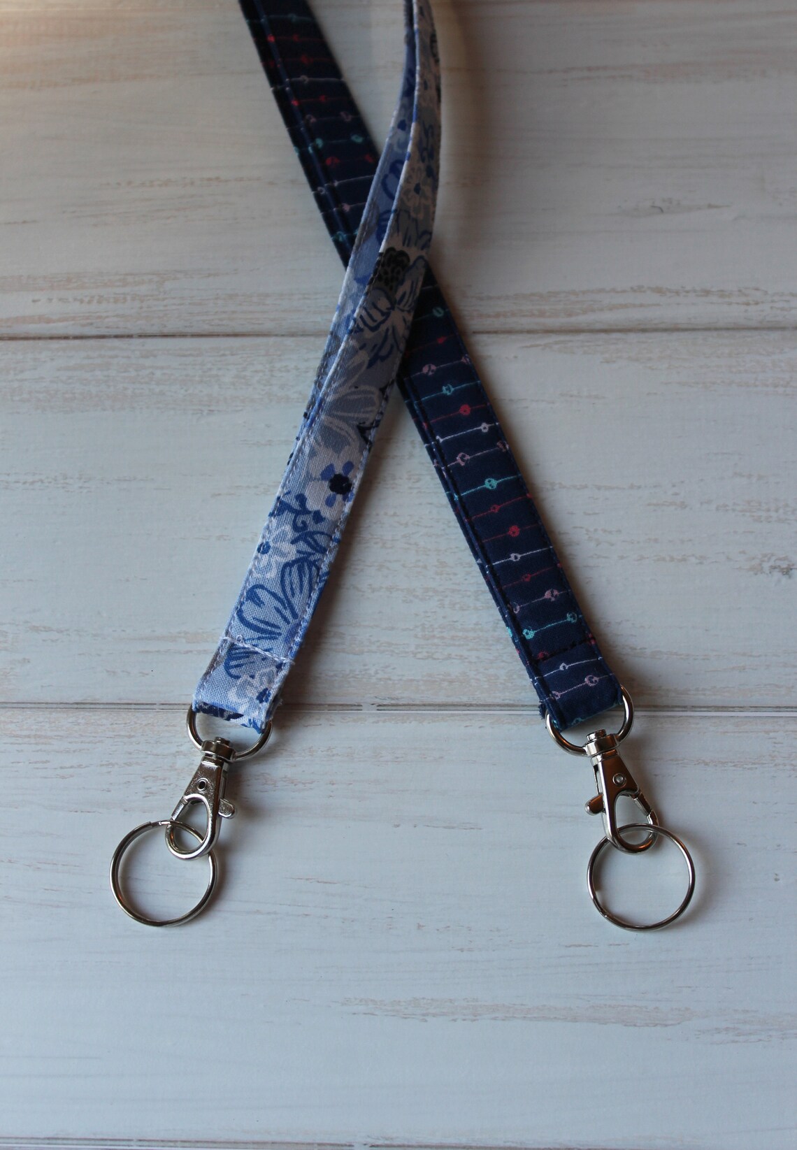 Blue Floral Lanyard, Blue Lines Lanyard, ID Badge Lanyard, Animal ...