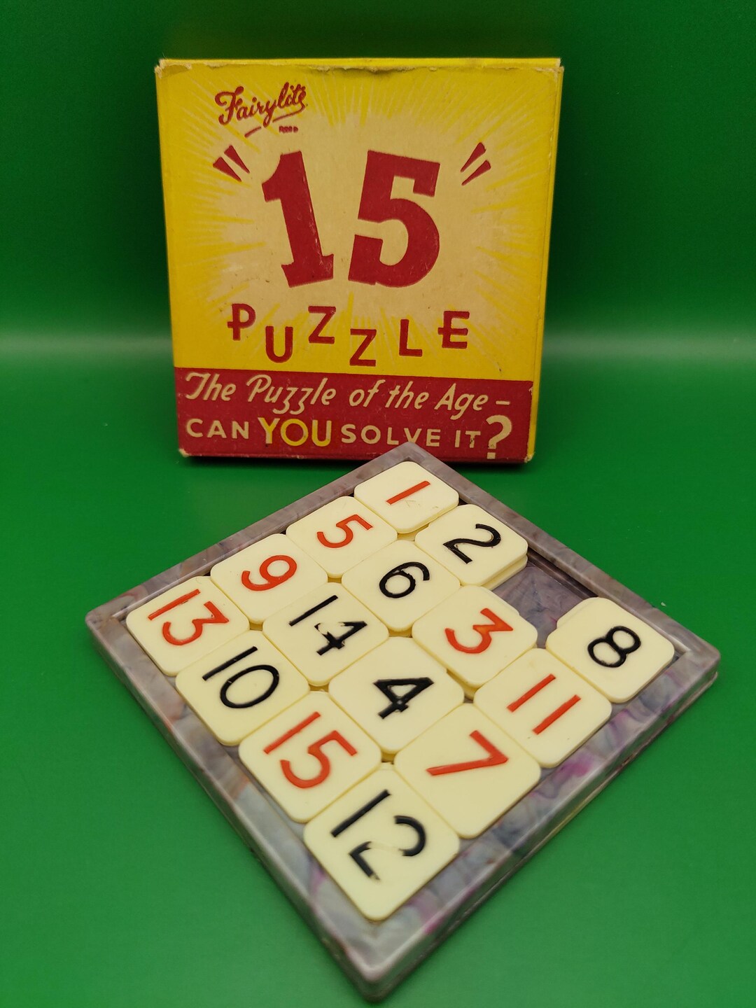 Original Vintage Fairylite 1950s Tile Slide Game 15 Puzzle Made in ...