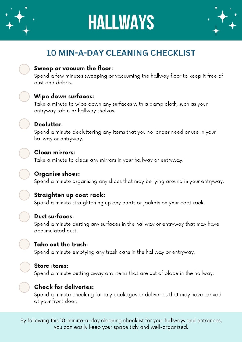 10 Min Cleaning Checklist - Etsy