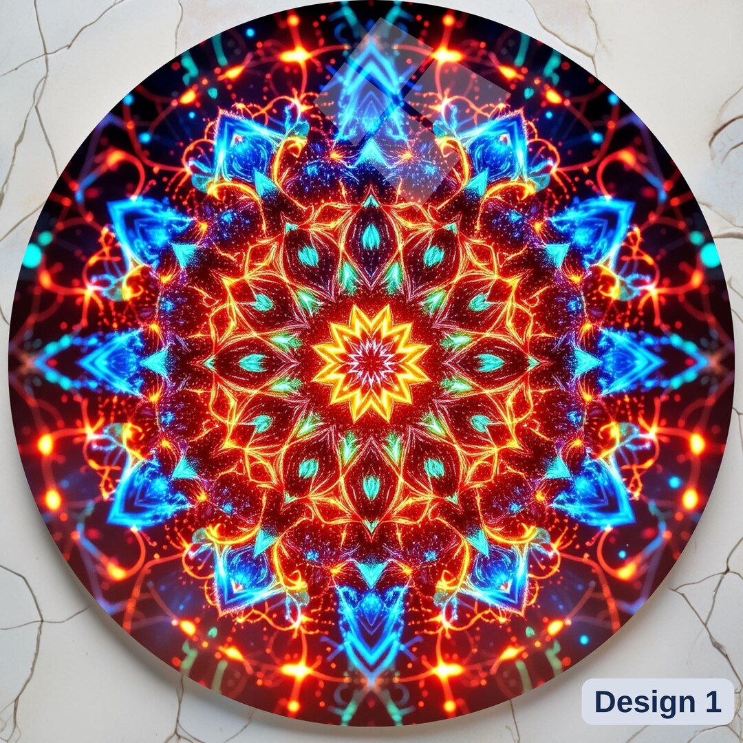 Fractal Tempered Glass Wall Art - Vibrant Geometric Sacred Geometry ...