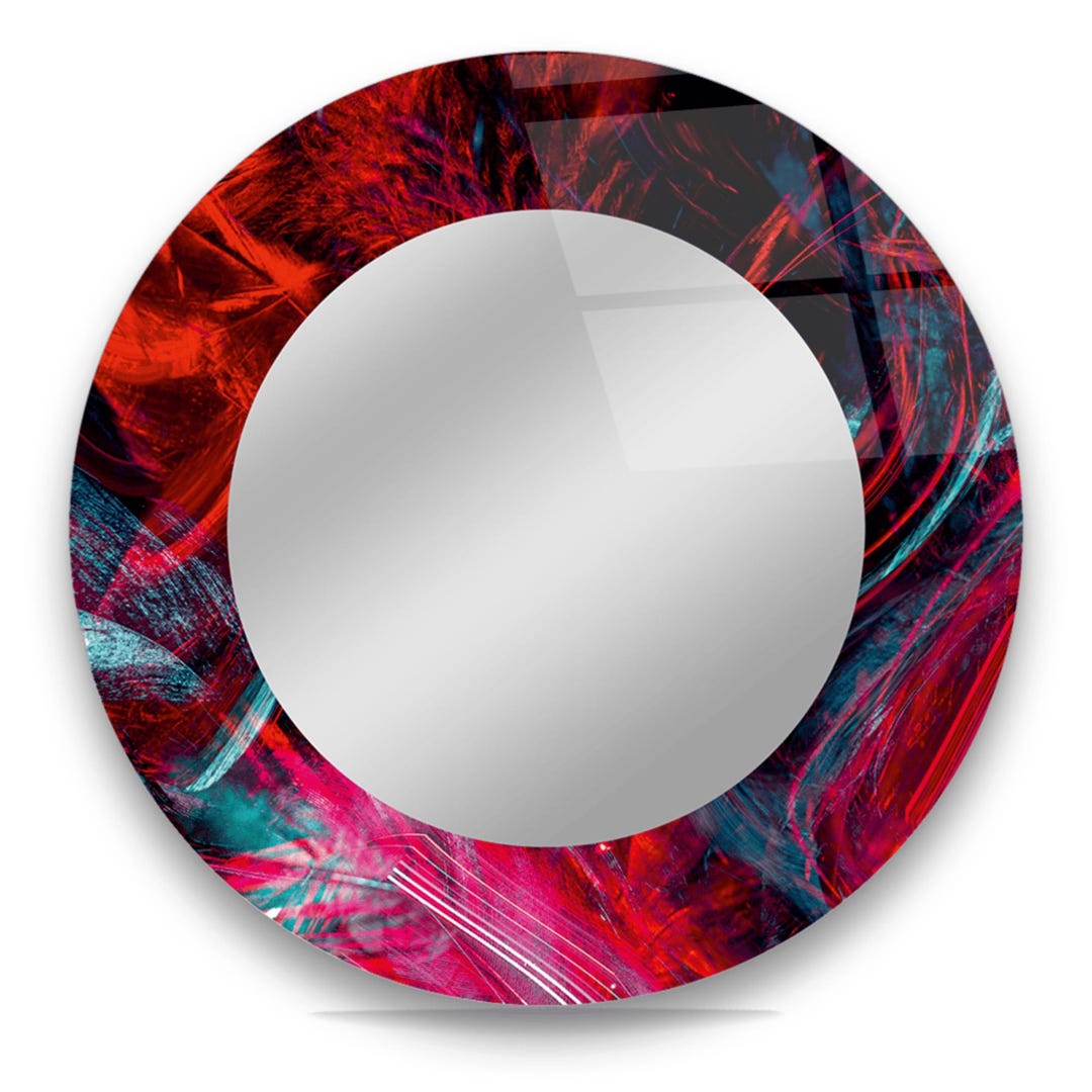 UV Printed Round Mirror - Modern Wall Art, Stylish Decorative Circle ...