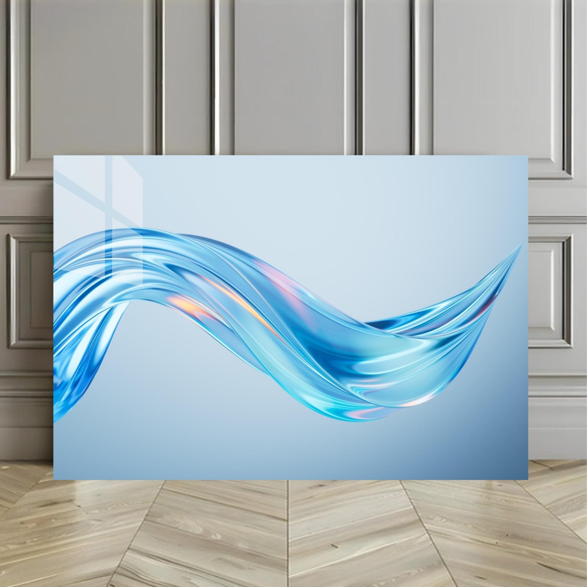 Abstract Blue Wave Tempered Glass Wall Art: Modern Ocean Decor - Etsy