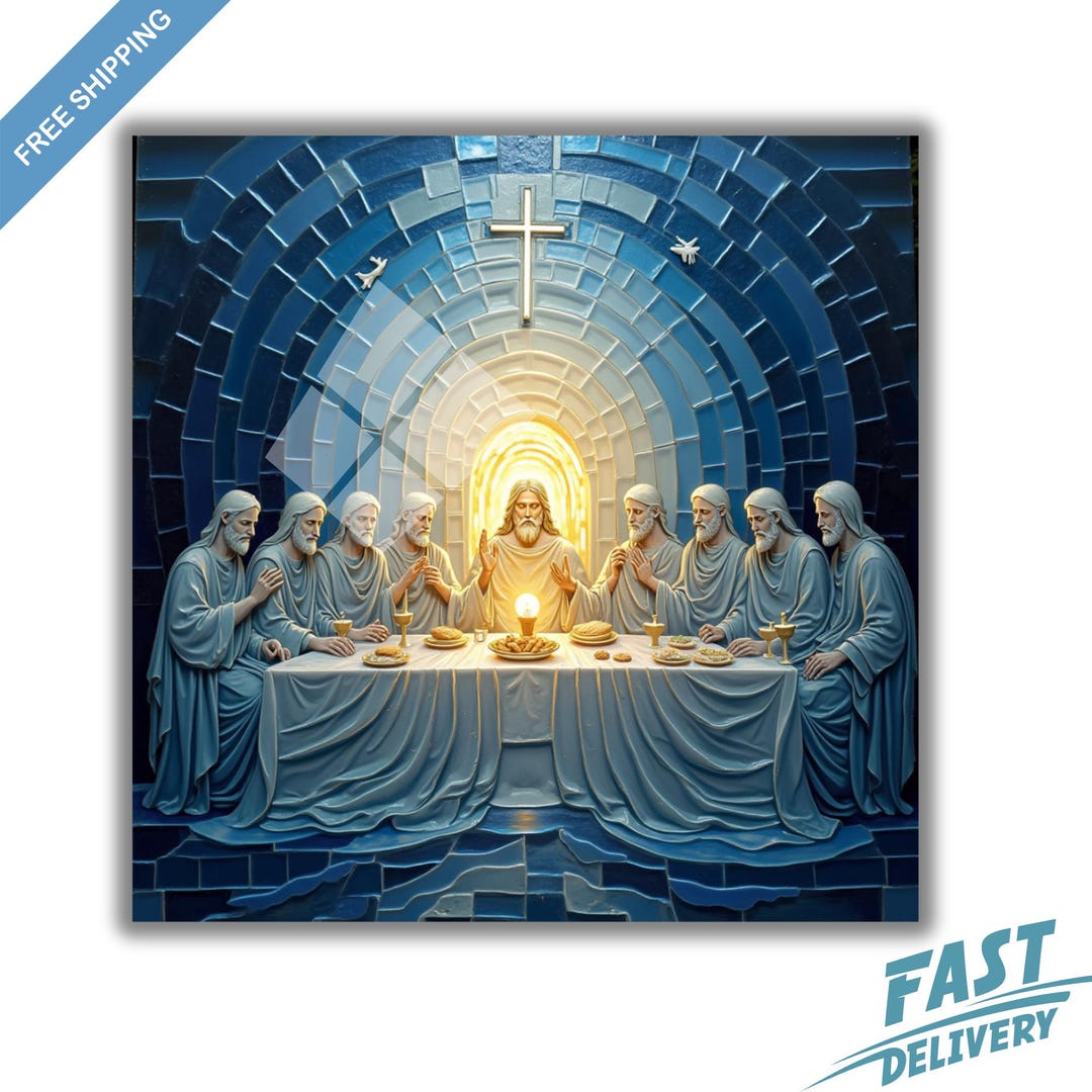 Last Supper Wall Art Tempered Glass - Religious Christian Decor ...