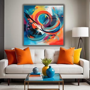 Colorful Square Tempered Glass Wall Art Abstract Wall Art for ...