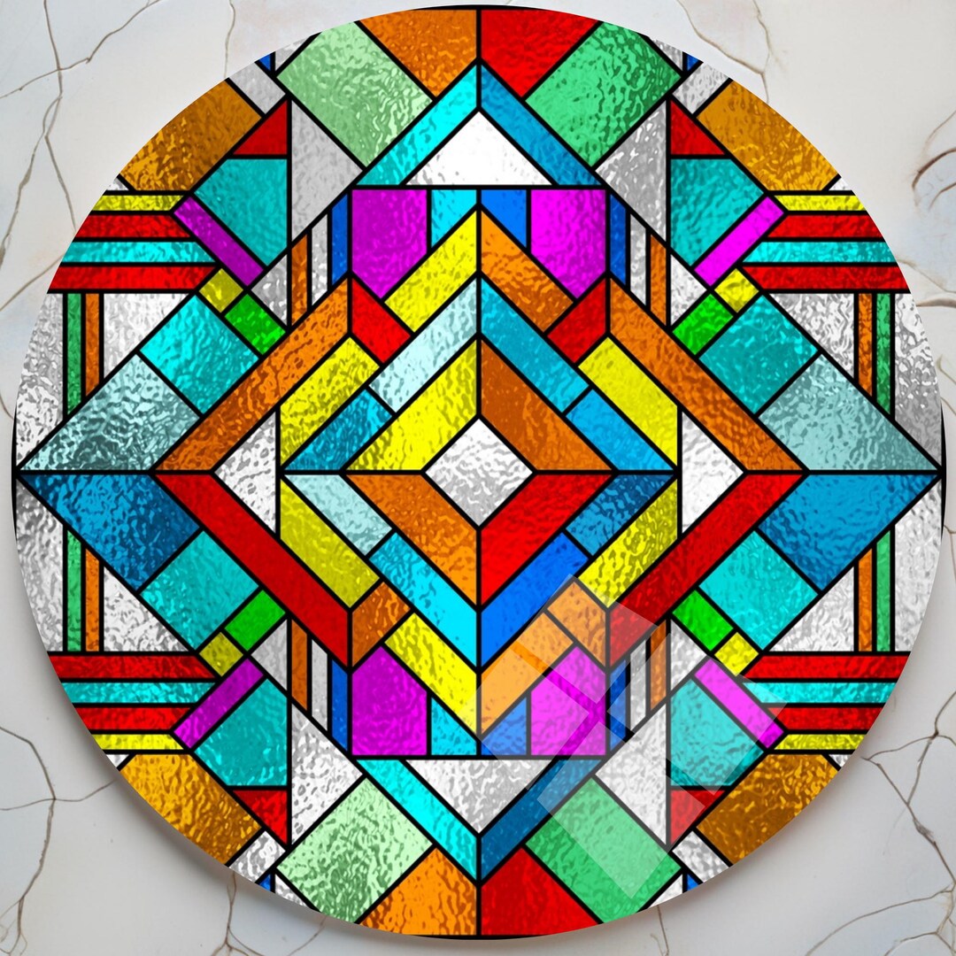 Colorful Geometric Stained Glass Art – Modern Decorative Glass Pattern ...