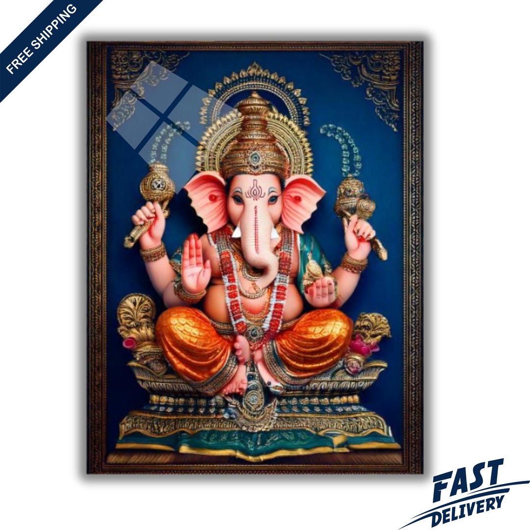 Ganesh Wall Hanging, Ganesha Wall Hanging, Tempered Glass Art, Ganesh ...