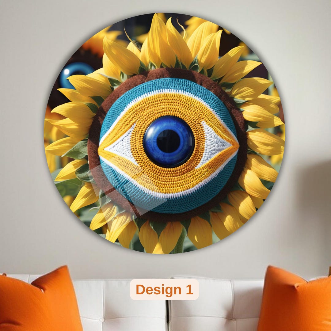 Evil Eye Sunflower Art, Abstract Sunflower Print, Mystical Sunflower ...