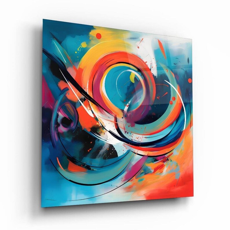 Colorful Square Tempered Glass Wall Art Abstract Wall Art for ...