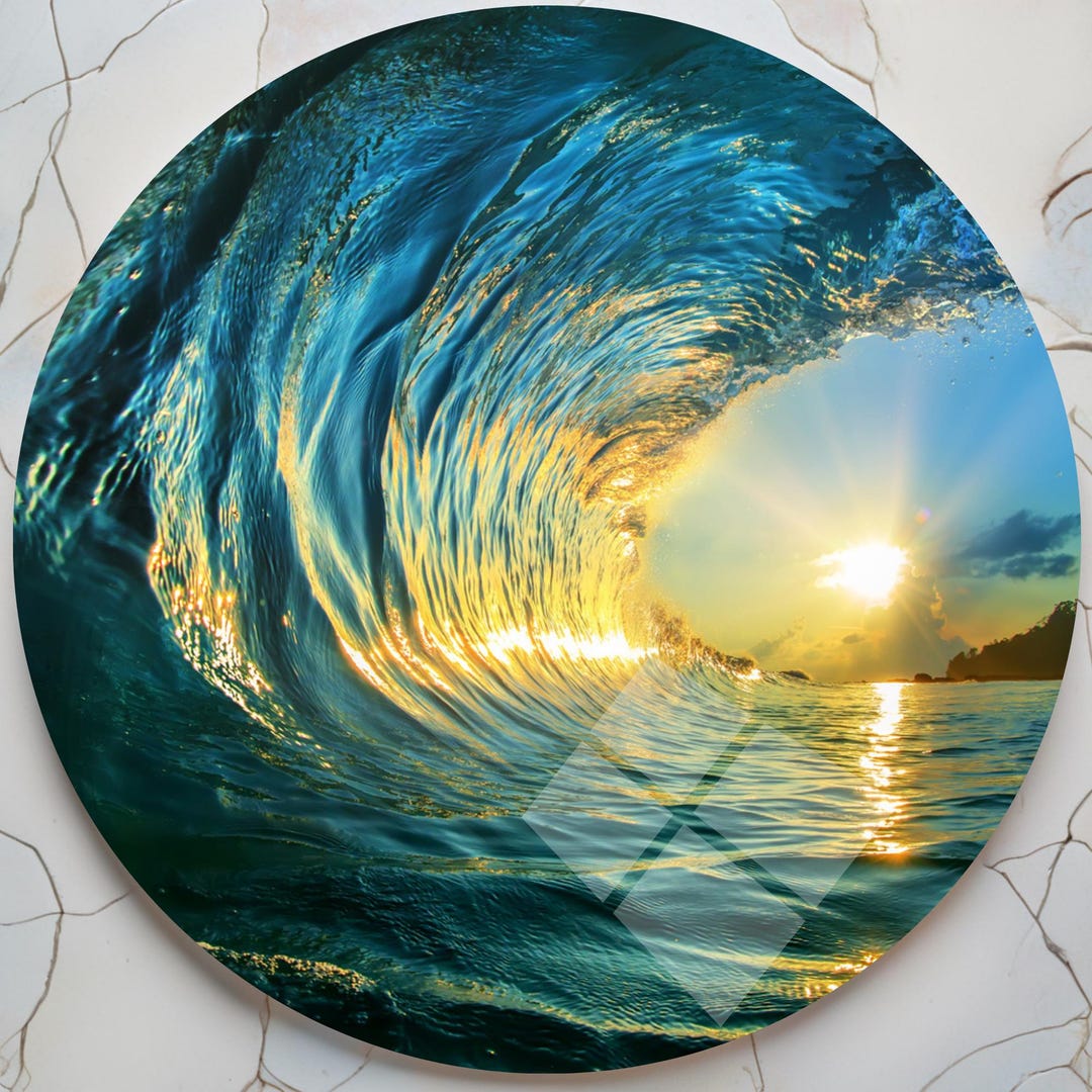 Wall Art Glass Waves, Ocean Wave Wall Decor, Large Coastal Glass Print ...