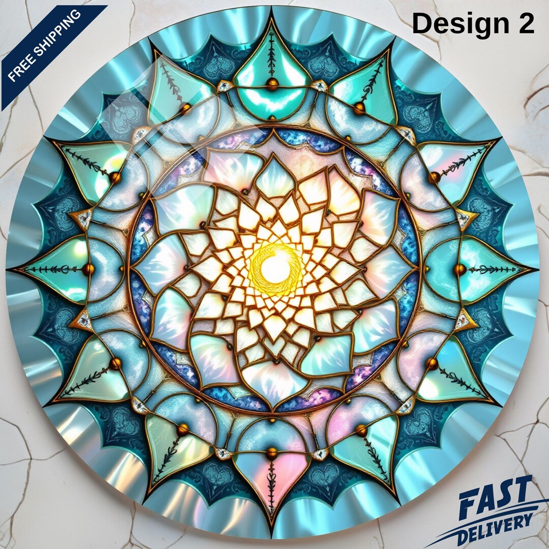 Round Tempered Glass Mandala Wall Art | Colorful Spiritual Decor ...
