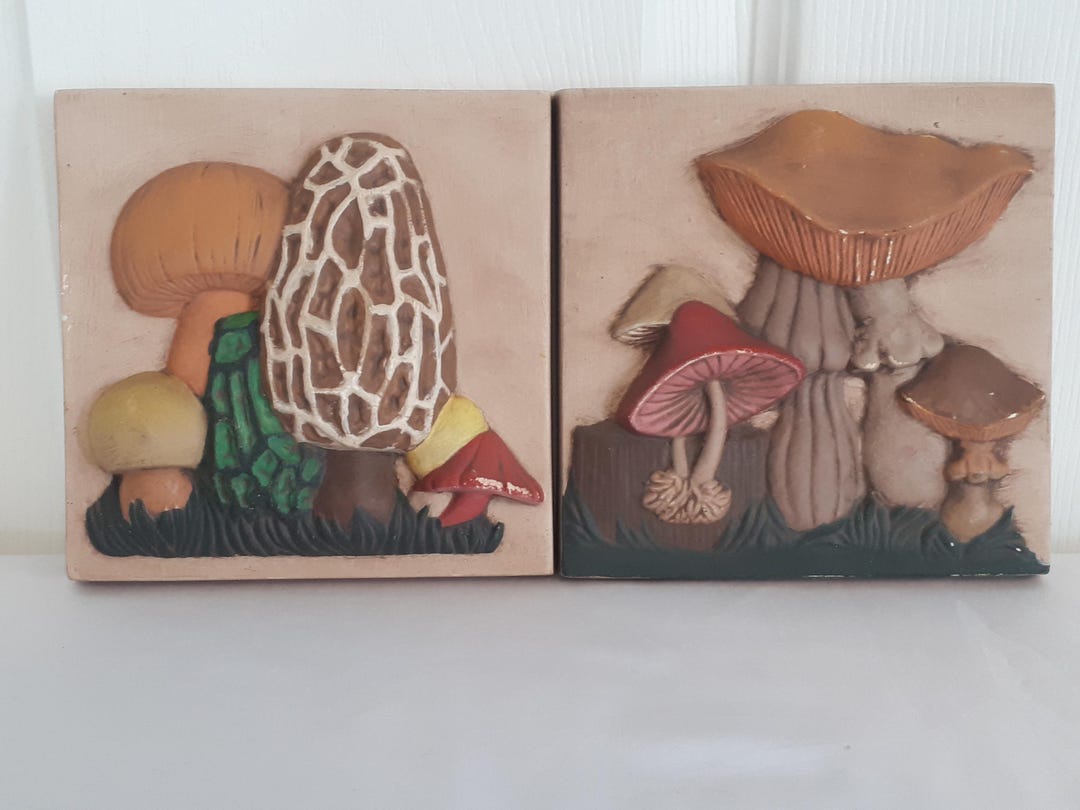 Vintage Hand Painted Mushroom Tiles - Etsy