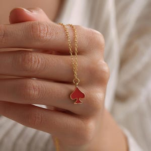 Gold Plated Enamel Cute Spades Necklace, Playing Card Necklace, Ace of ...