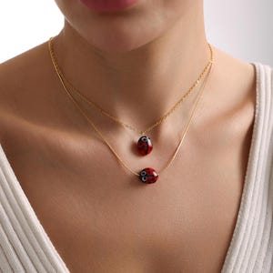 Handmade Murano Glass Ladybug Necklace, Cute Ladybug Necklace, Luck ...