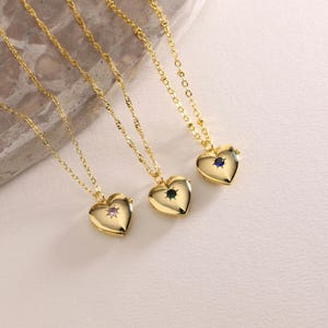 Personalized Birthstone Heart Locket Necklace, Heart Locket Necklace ...