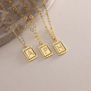 Personalized Rectangle Initial Pendant Necklace, Custom Letter Necklace ...