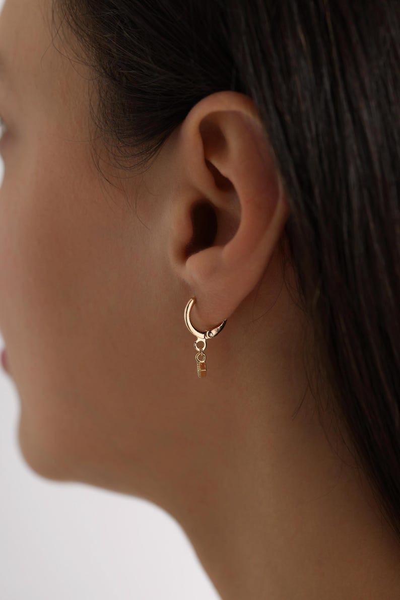 18K Gold Plated Tiny Square Huggie Hoop Dangle Earrings, Dangling Hoop ...