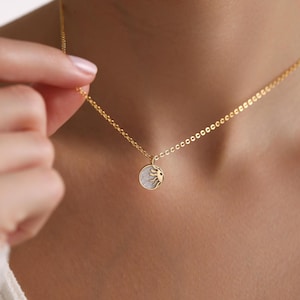 Gold Plated Enamel Mini Sun Face Disc Necklace, Minimalist Sun Necklace ...