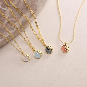 Gold Plated Enamel Mini Sun Face Disc Necklace, Minimalist Sun Necklace ...