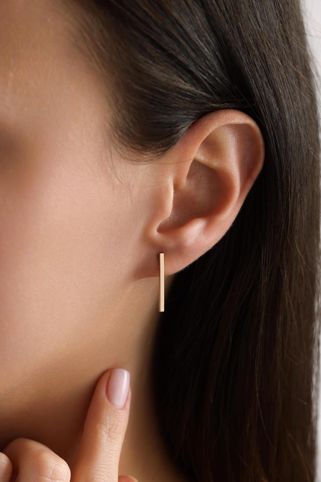 18K Gold Plated Tiny Bar Stud Earrings, Bar Line Earrings, Minimalist ...