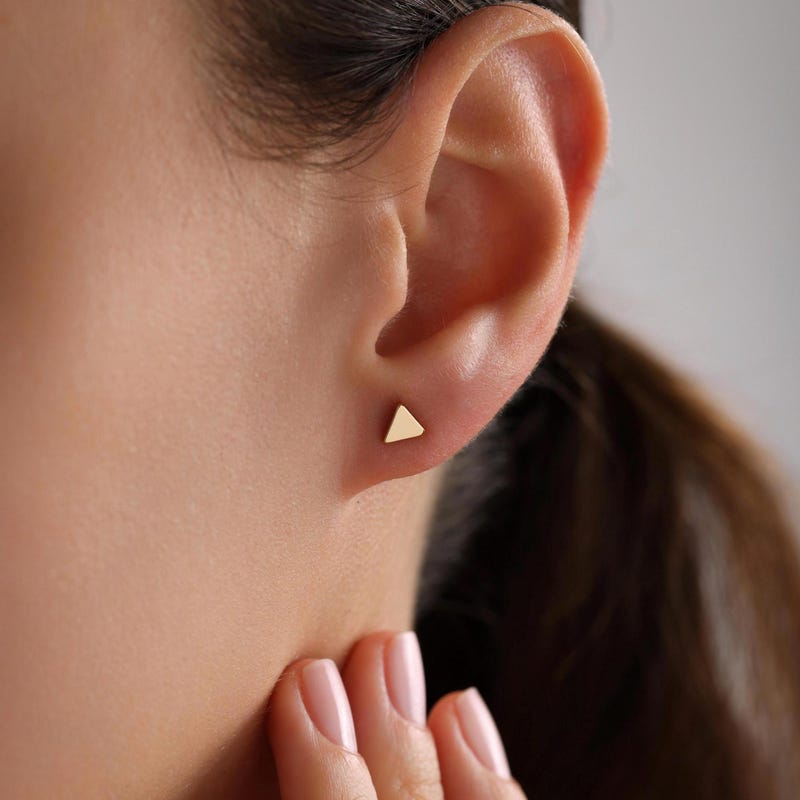 Gold Triangle Earrings - Etsy