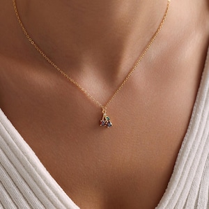 Gold Plated Tiny Cherry Pave Necklace, Cute Cherry Necklace, Fruit ...