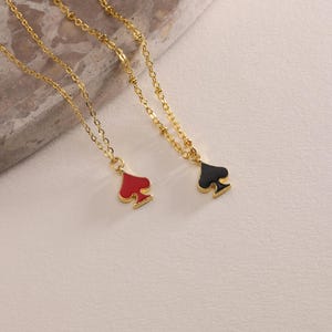 Gold Plated Enamel Cute Spades Necklace, Playing Card Necklace, Ace of ...