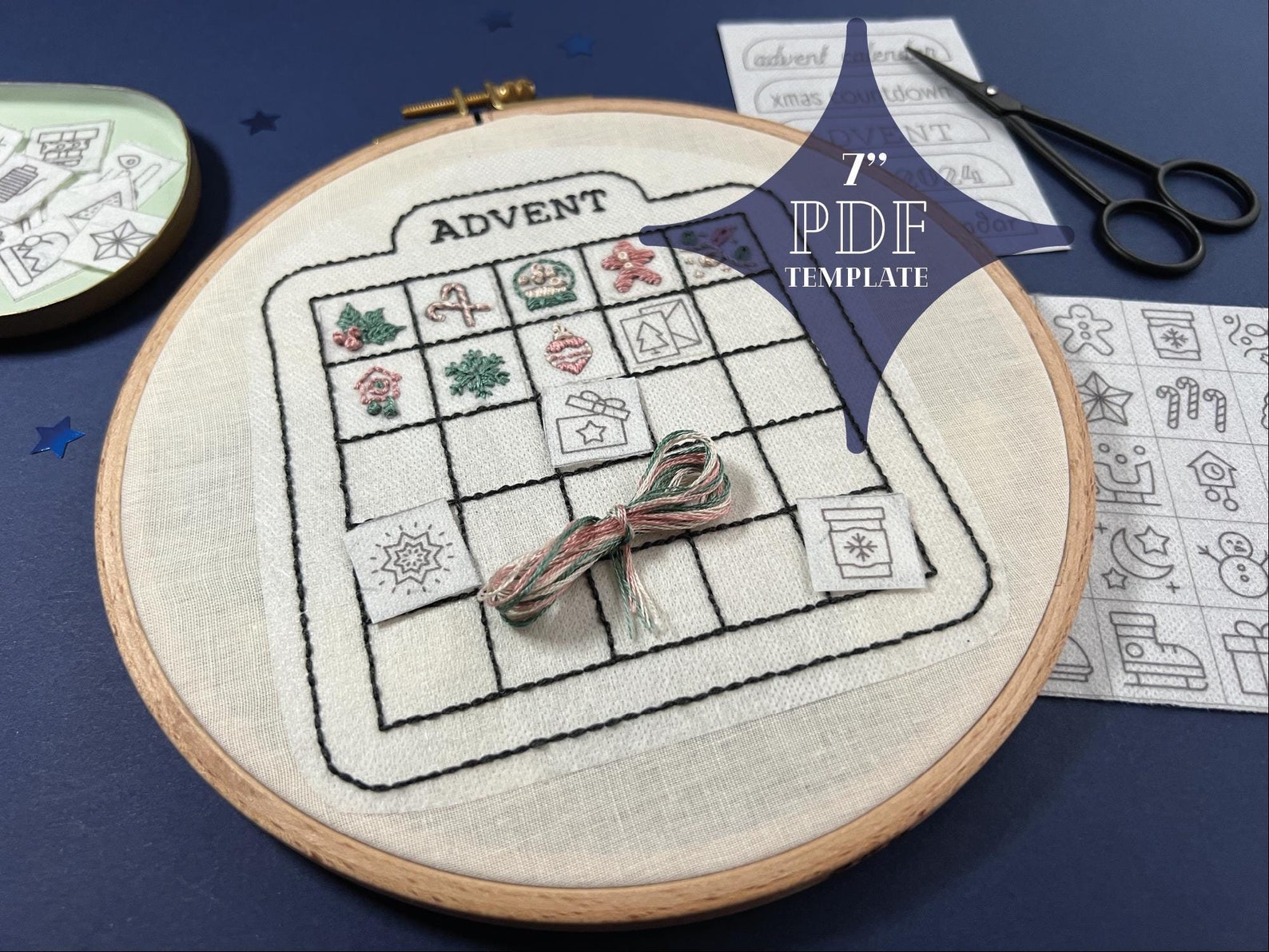 2024 Embroidery Advent Calendar With Tutorial Customizable Advent ...
