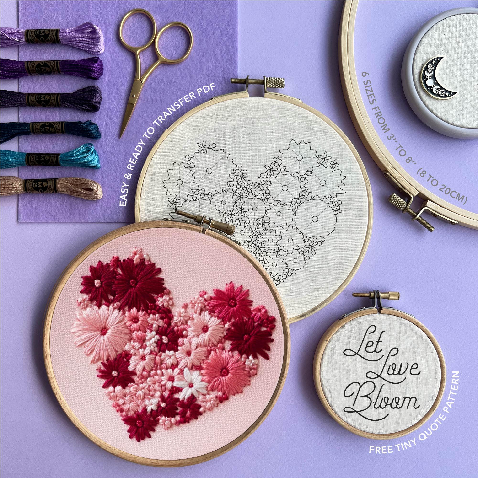 Floral Heart Embroidery Design * Great Love Embroidery Gift * Flower ...