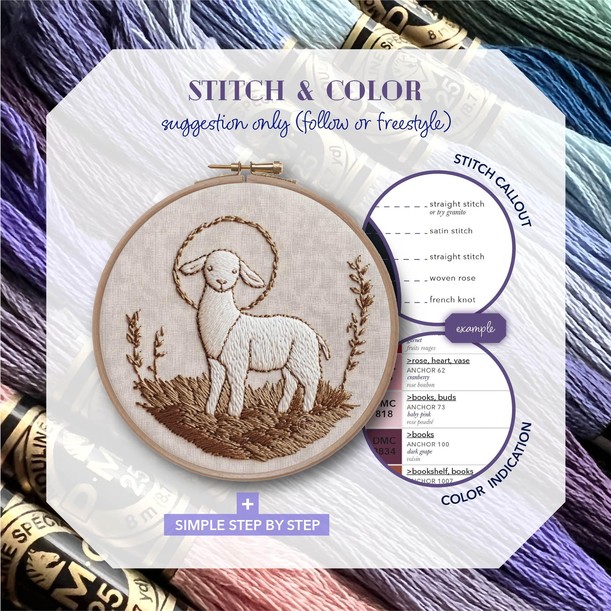 Lamb of God Embroidery Design * Christian Lamb Ornament * Spiritual Pdf ...