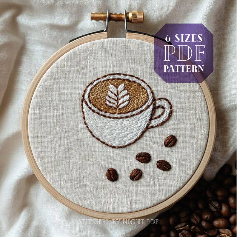 Coffee Embroidery Design * Cappuccino Embroidery * Breakfast Embroidery ...