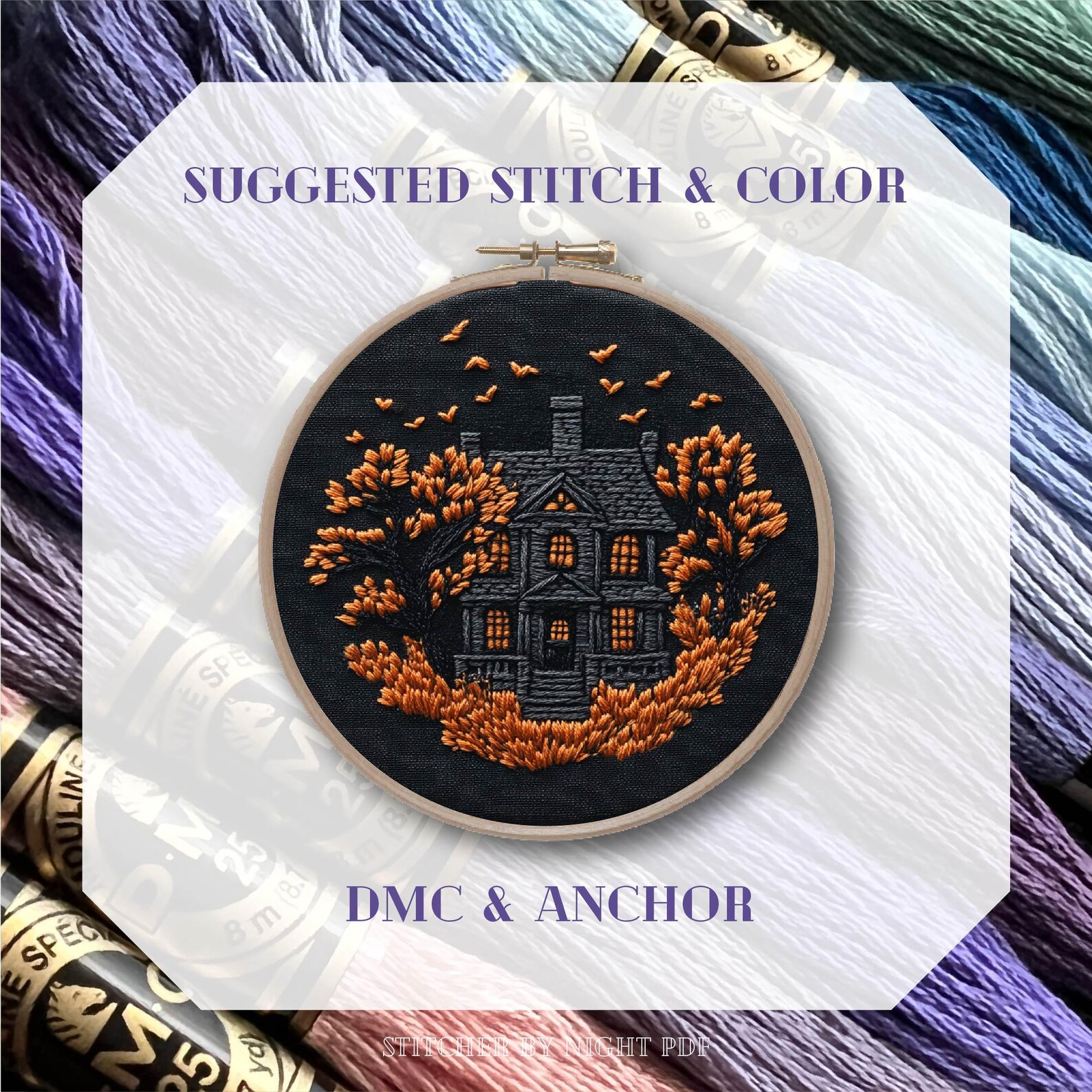 Haunted House Embroidery Design * Diy Halloween Decor * Haunted Mansion ...