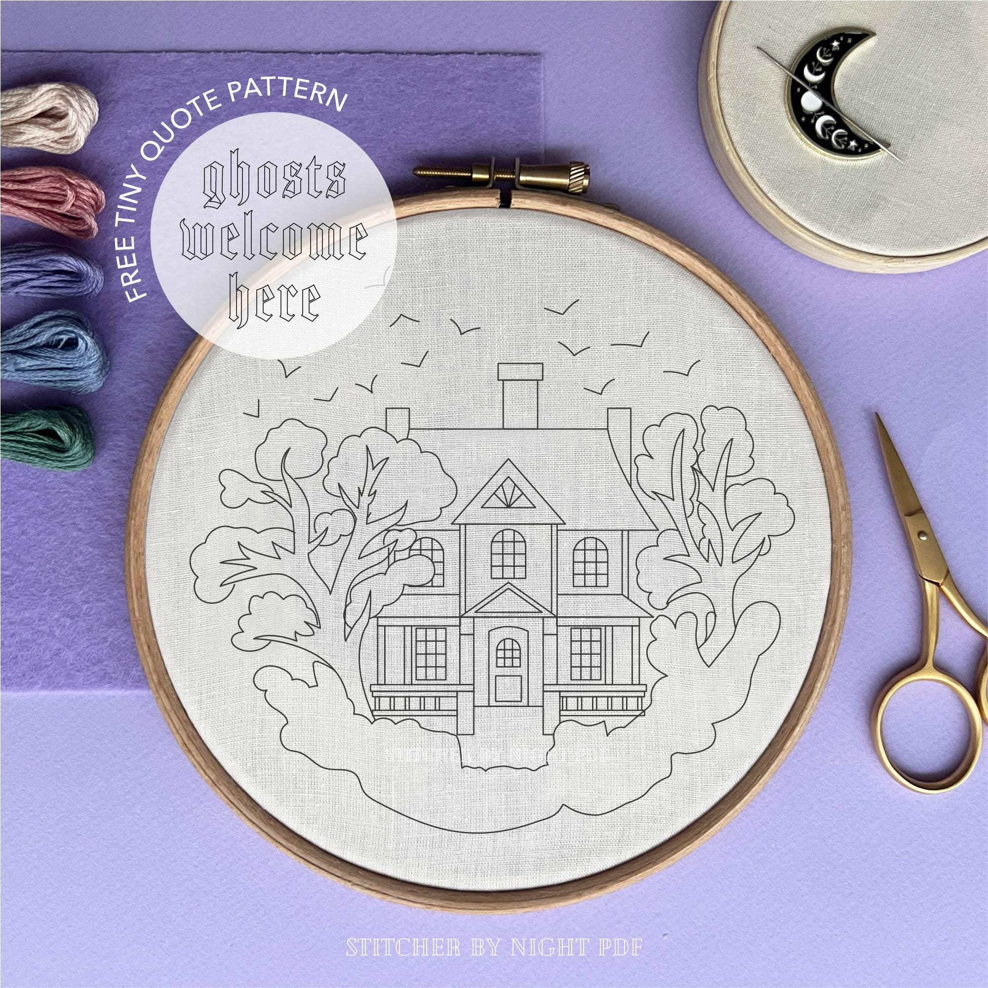 Haunted House Embroidery Design * Diy Halloween Decor * Haunted Mansion ...