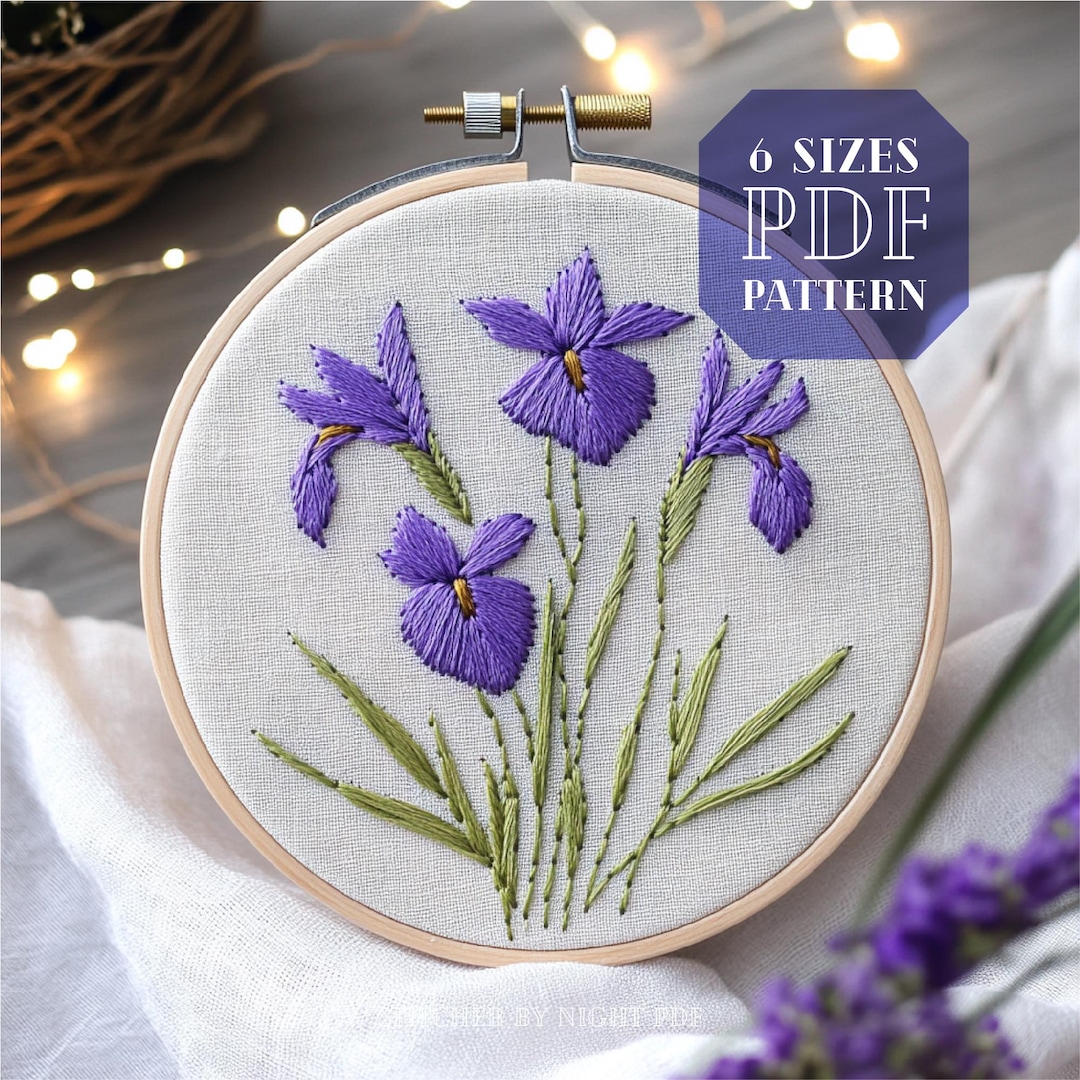 Purple Iris Embroidery Design * February Birth Flower Embroidery Design ...