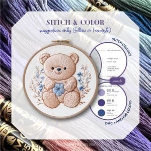 Teddy Bear Embroidery Design * Bear Nursery Decor * Handmade Newborn ...