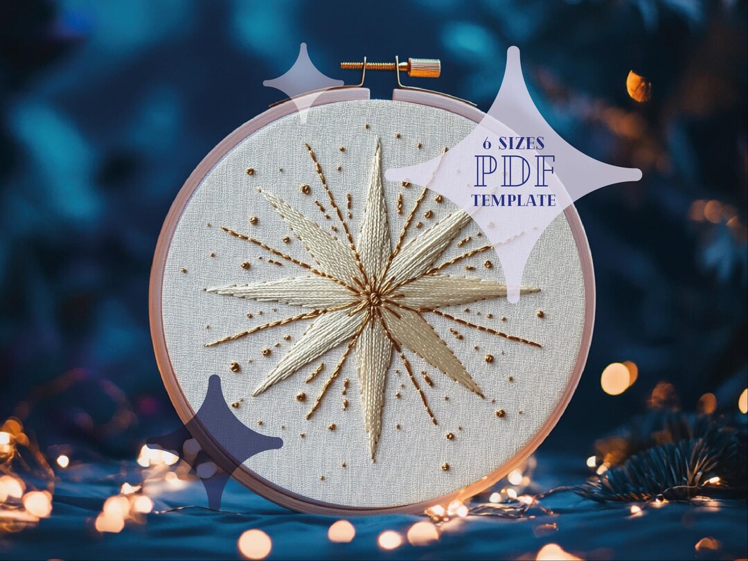Star Embroidery Design * O Holy Night Template * Nativity Star Hand ...