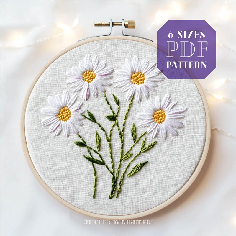 Daisy Embroidery Pattern - Etsy
