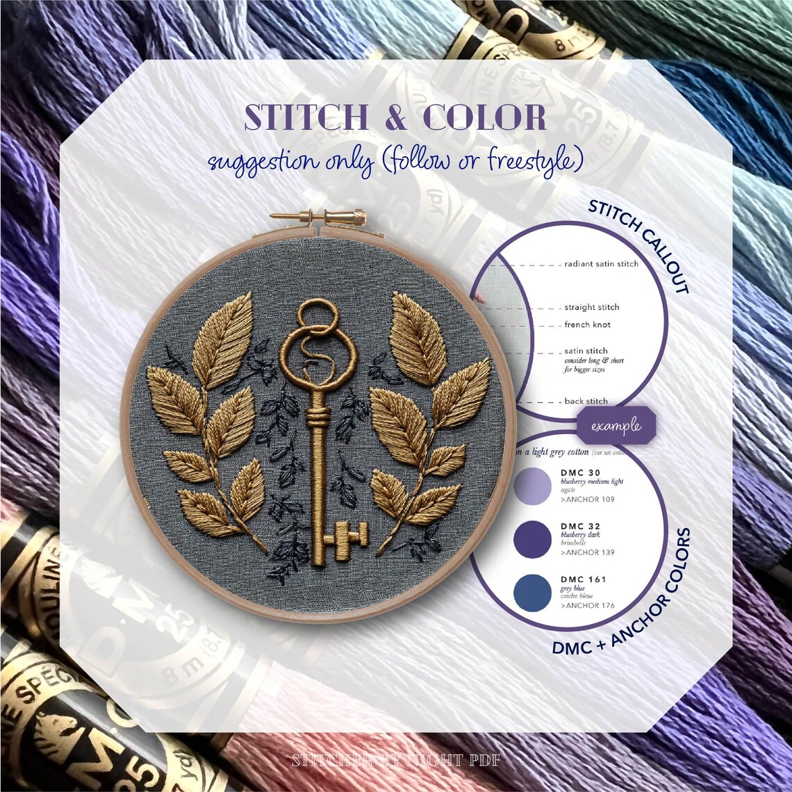 Skeleton Key Embroidery Design * Magic Key Creations * Gothic Hand ...