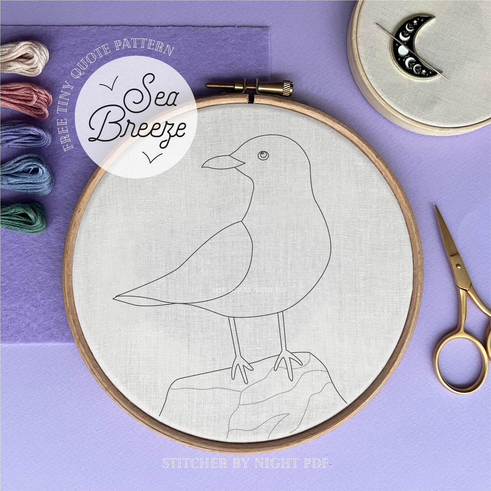 Seagull Embroidery Design * Handmade Coastal Bird Art * Mini Bird Hand ...