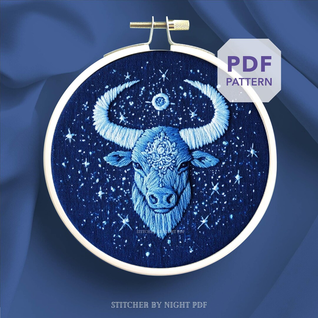 Taurus Embroidery Design * Taurus Constellation Birthday Gift ...